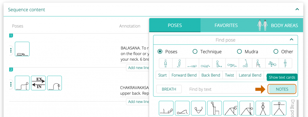 Add note next to pose – Sequence Wiz Help