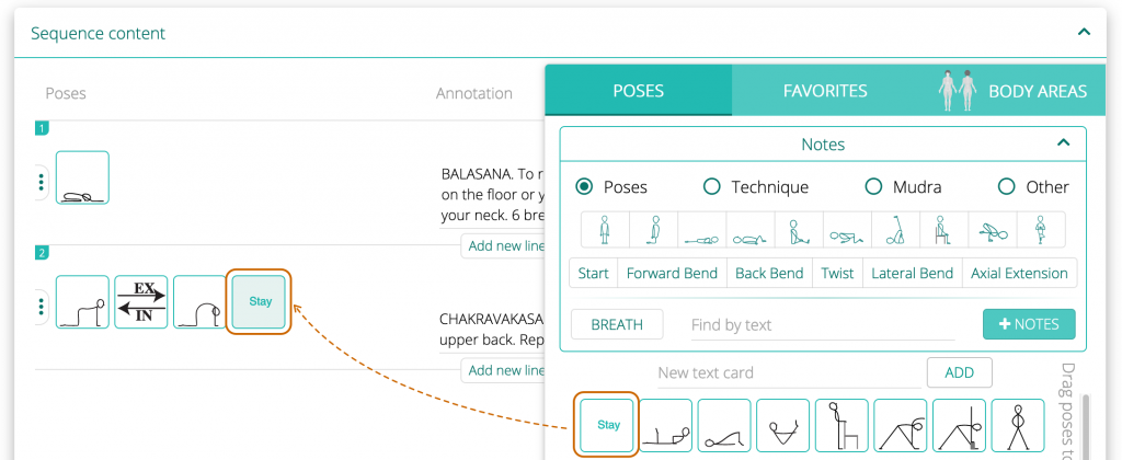 Add note next to pose – Sequence Wiz Help